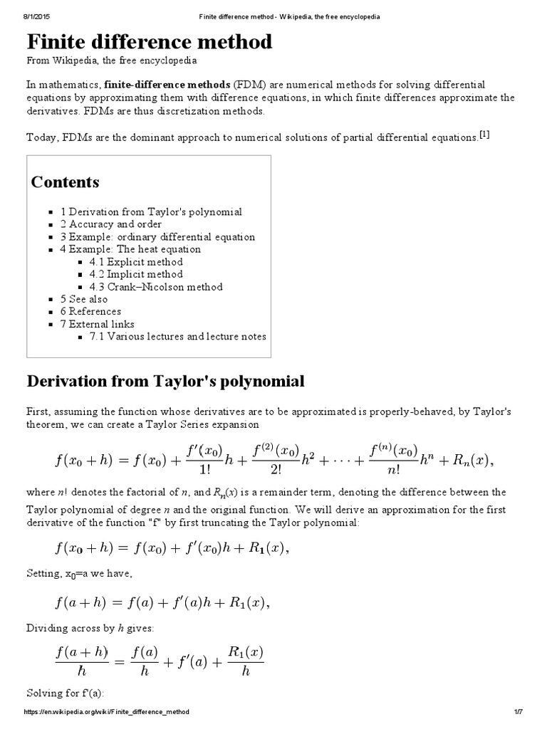 Basic of Finite Difference Method | PDF | Discrete Mathematics | Differential Equations