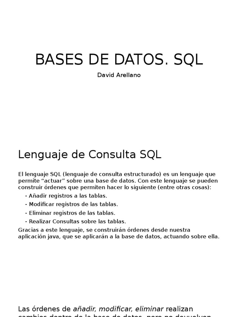 05 Bases de Datos SQL | PDF | SQL | Bases de datos