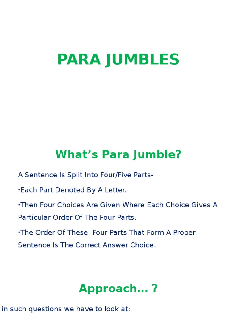 Understanding Para Jumbles Explained | PDF | Politics | Self-Improvement