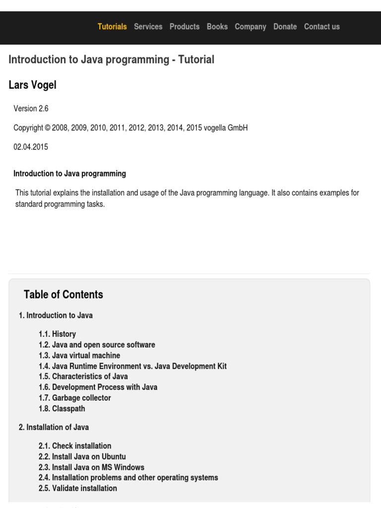 Introduction To Java Programming Tutorial Pdf Java Programming Language Class