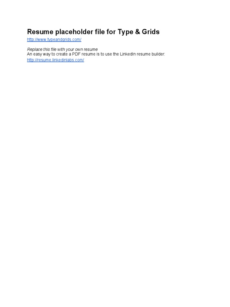 Resume Placeholder File For Type & Grids | PDF