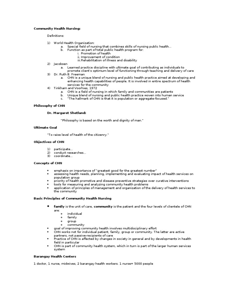 Community Health Nursing Overview | PDF | Health Promotion | Health Care