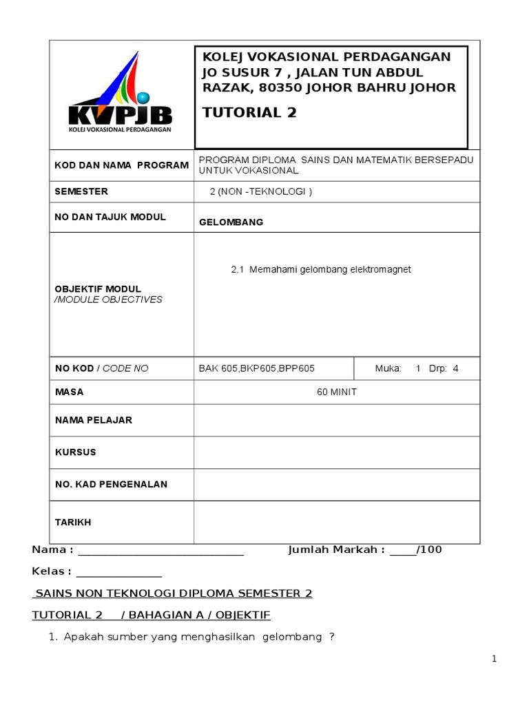 Gelombang Elektromagnet Soalan Tutorial 2 | PDF