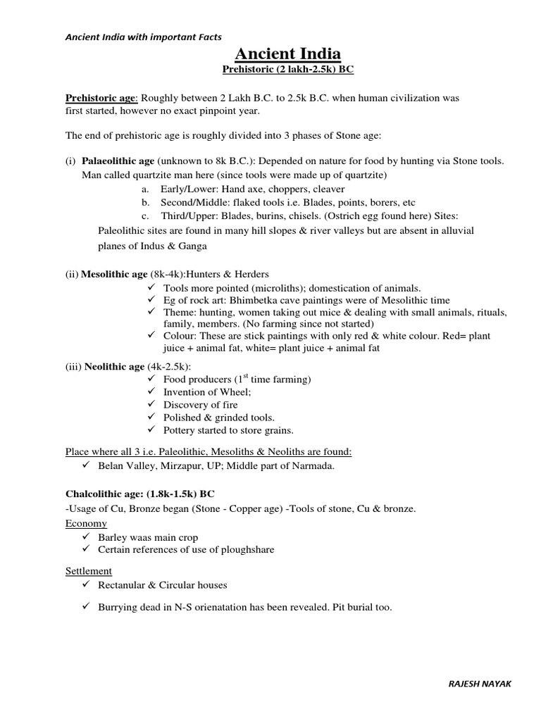 Ancient India With Important Facts | PDF | Vedas | Ashoka