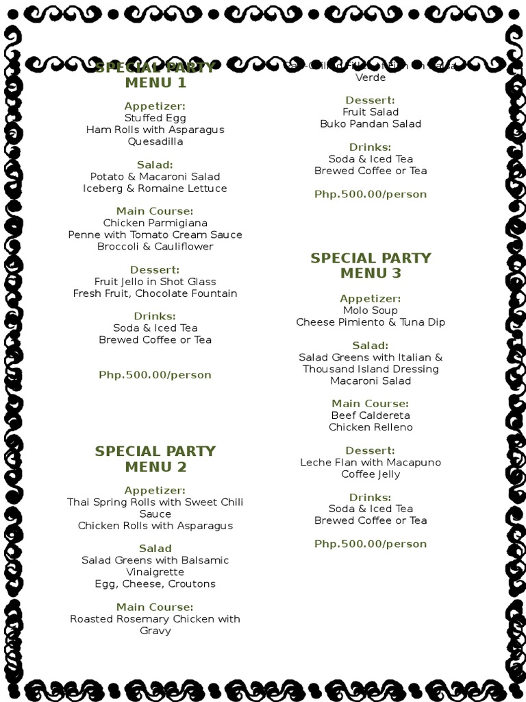 Special Party Menu | Salad | Kebab