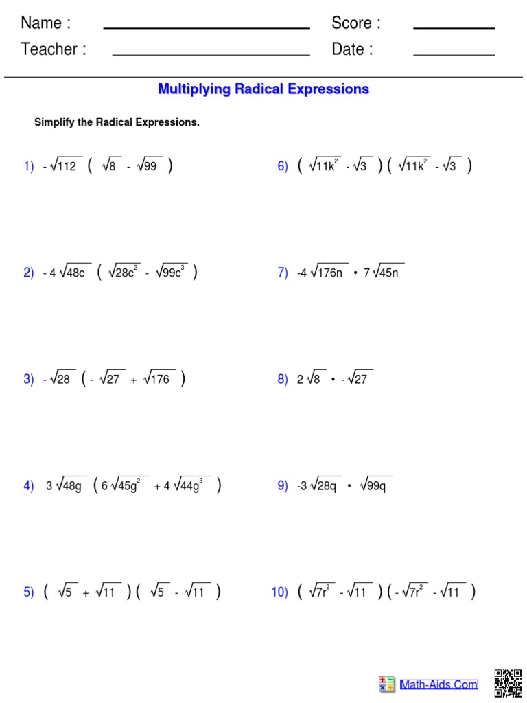 Simplifying Radical Expressions Guide | PDF