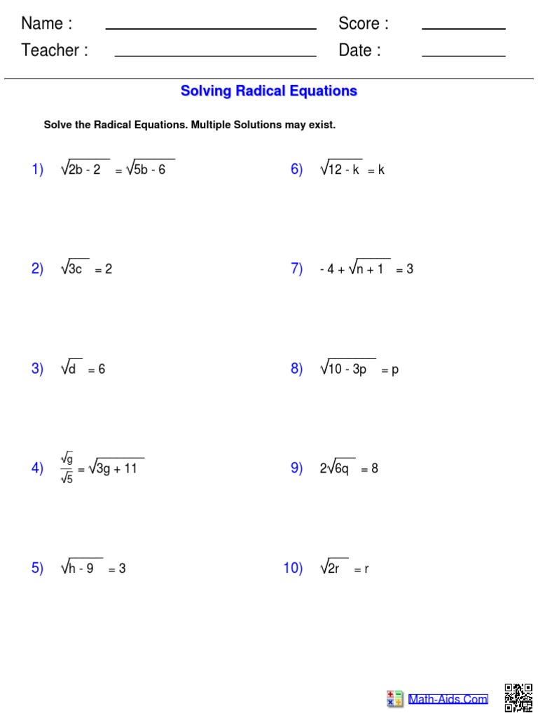 Solving Radical Equations Guide | PDF