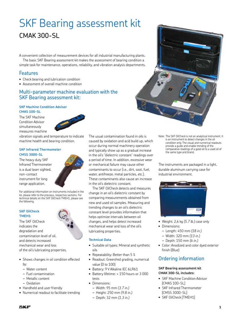 SKF Bearing Assessment Kit | PDF | Bearing (Mechanical) | Applied And ...