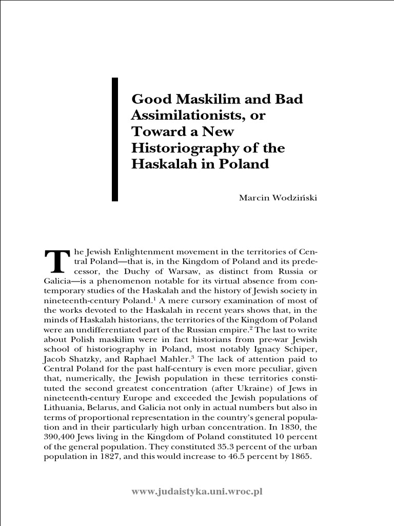 Wodzinski Good Maskilim and Bad Assimilationists, or Toward A New ...