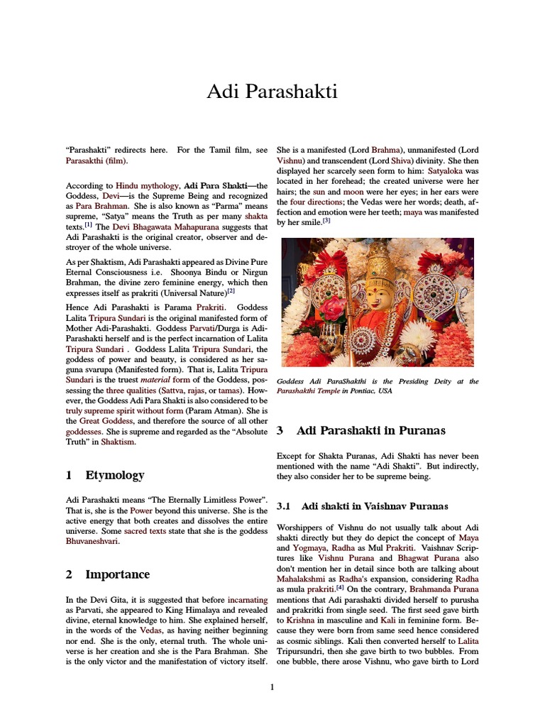 Adi Parashakti | Download Free PDF | Devi | Hindu Iconography