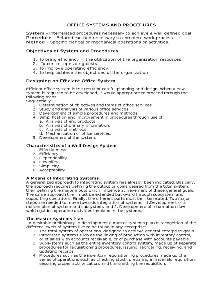 Office Systems and Procedures Overview | PDF | System | Input/Output