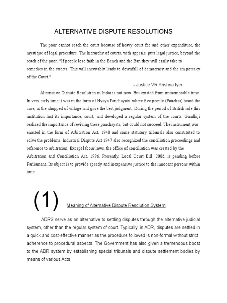 Alternative Dispute Resolutions | PDF | Alternative Dispute Resolution ...