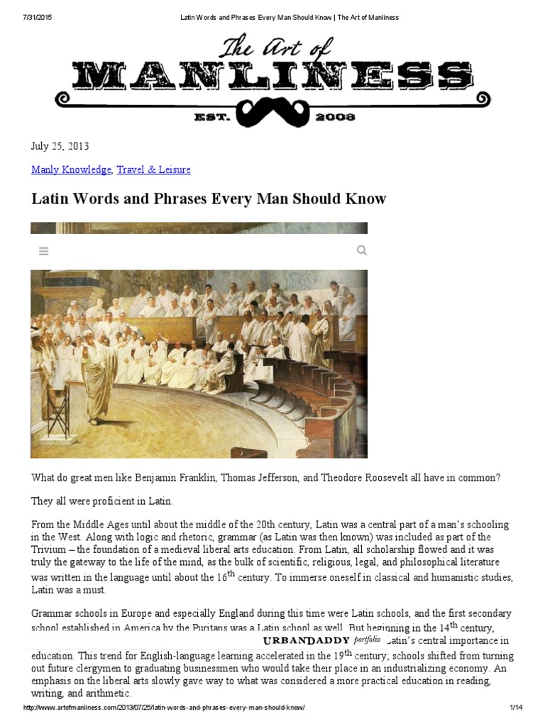 Latin Words And Phrases Every Man Should Know The Art Of Manliness