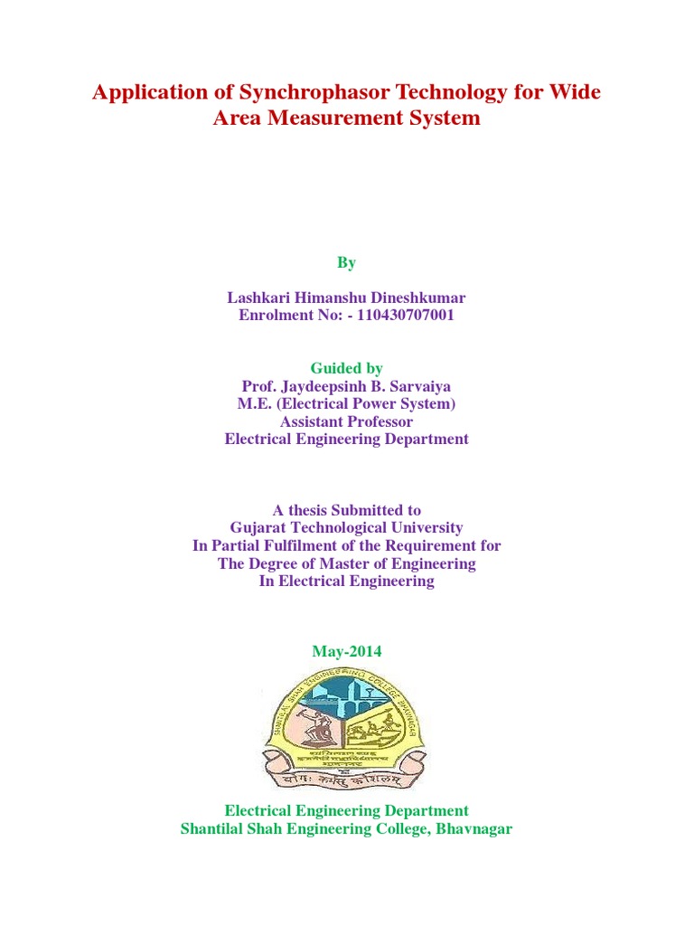 Application Of Synchrophasor Technology For Wide Area Measurement