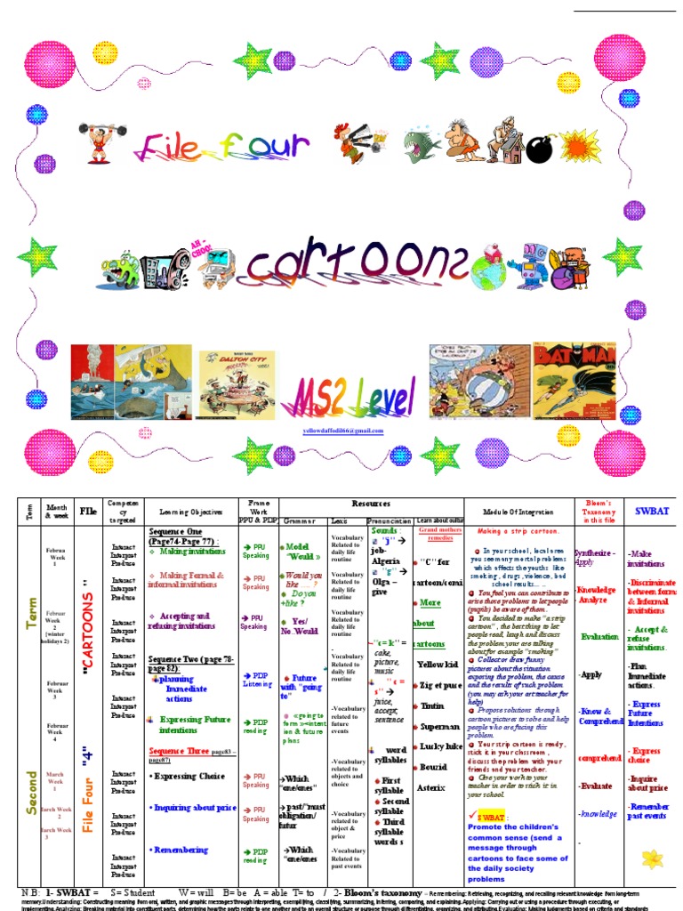 MS2 Level File 4 - Cartoons - With PPU & PDP Lesson Plans PDF | PDF ...