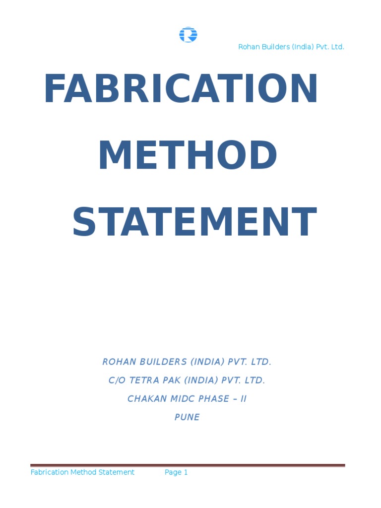 Fabrication Method Statement Guide | PDF | Metal Fabrication | Welding