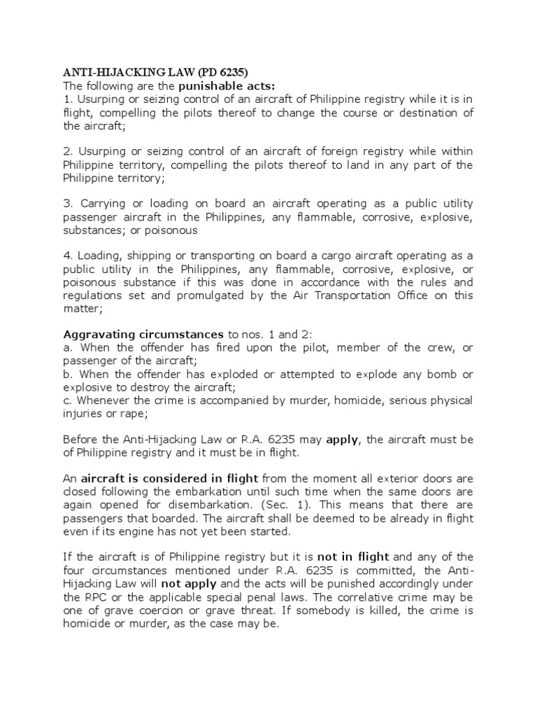 PD 6235 | PDF | Aircraft Hijackings | Crime & Violence