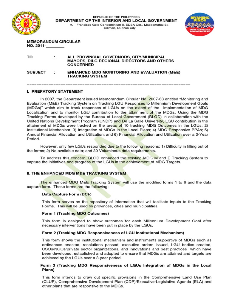 DILG MC Data Capture Forms | Millennium Development Goals | Politics