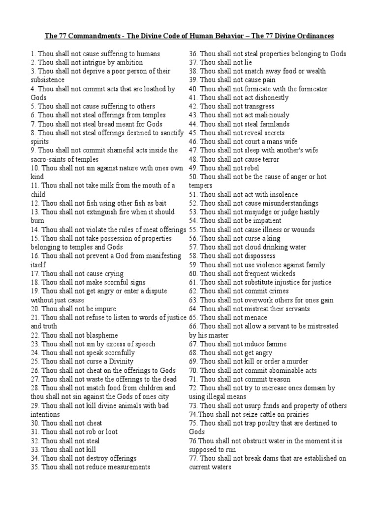 77 Commandments | PDF