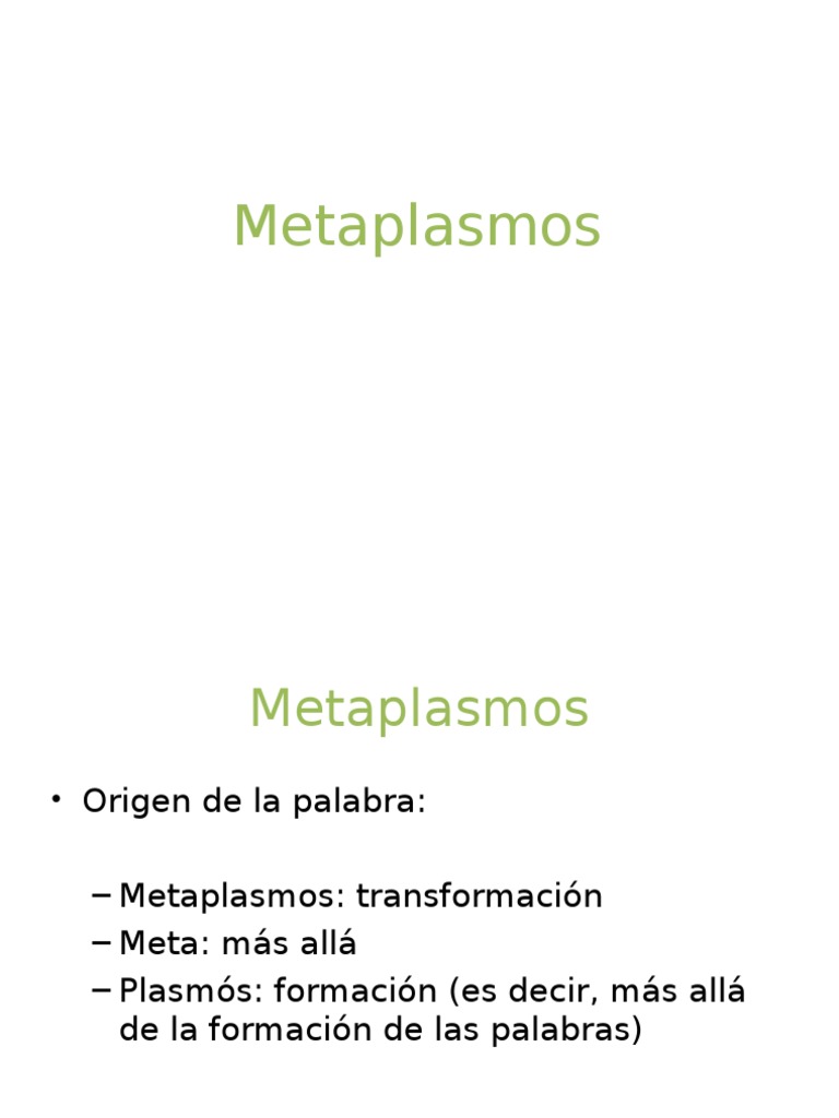 Metaplasmos y su Clasificación | PDF | Oración (Lingüística ...