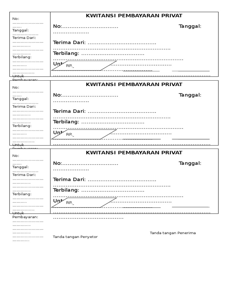 Form Kosong Kwitansi | PDF
