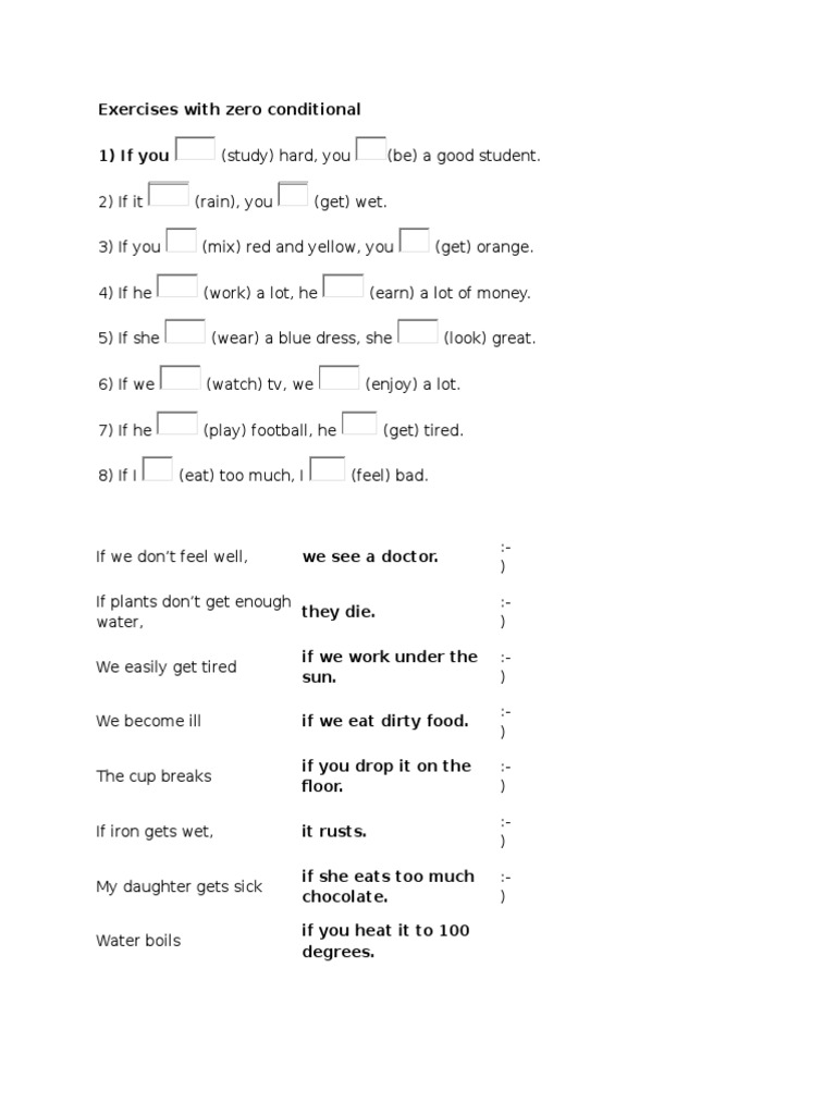 Zero Conditional Exercises | PDF | Language Arts & Discipline
