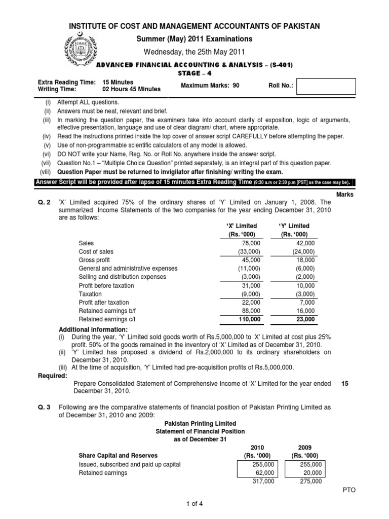ICMAP Past Paper | PDF | Dividend | Balance Sheet