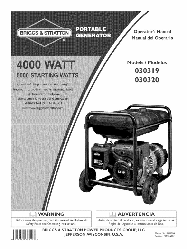 Briggs & Stratton 030319-030320 4000W Generator | PDF | Carburetor | Ac ...