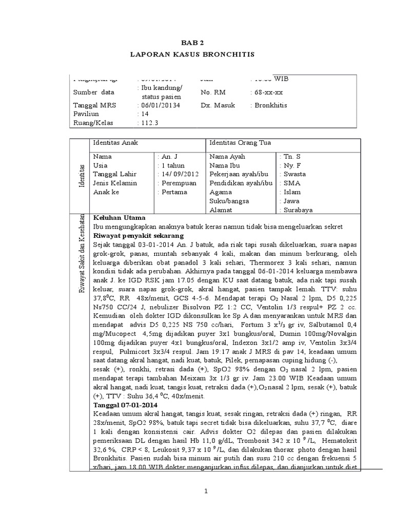 Bab 2 Laporan Kasus Bronkitis | PDF