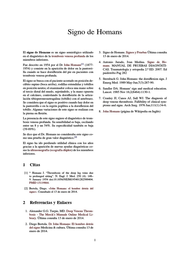 Signo de Homans | Descargar gratis PDF | Anatomía del miembro inferior ...