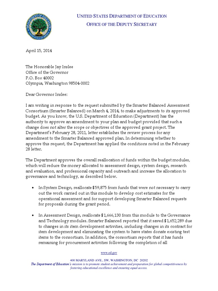 SBAC Amendment Approval 4/15/14 | PDF | National Assessment Of ...