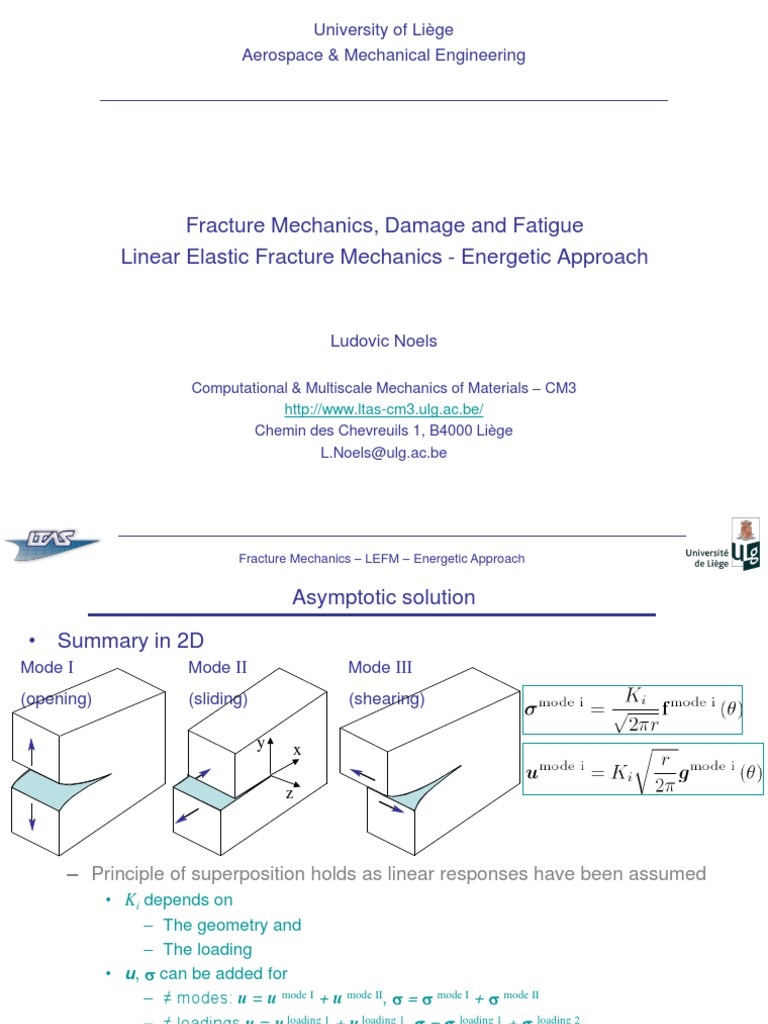 Fracture Mechanics, Damage and Fatigue Linear Elastic Fracture ...