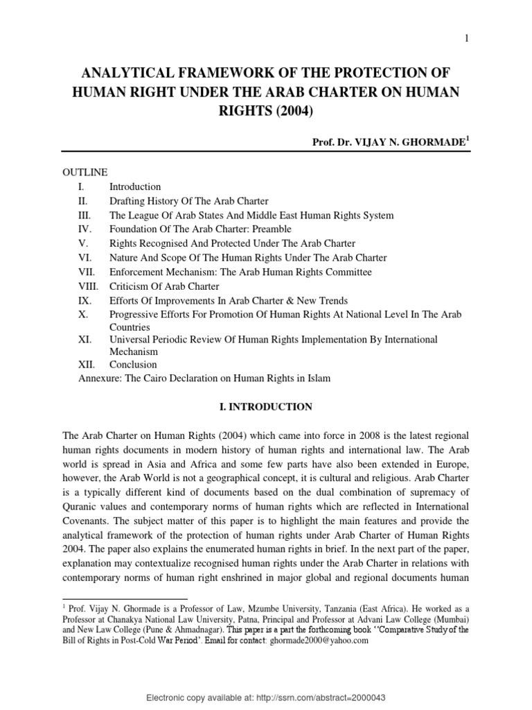 Analytical Framework of The Protection of Human Right Under The Arab ...