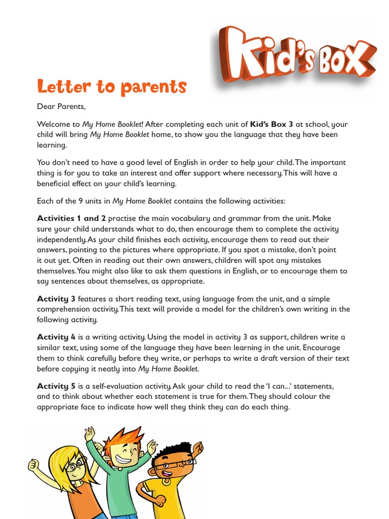 Kid's Box 3 Home Booklet Welcome Letter | PDF | Reading Comprehension ...