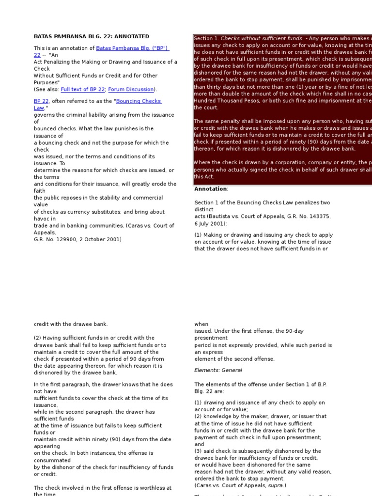 Batas Pambansa BLG 22 | PDF | Fine (Penalty) | Cheque