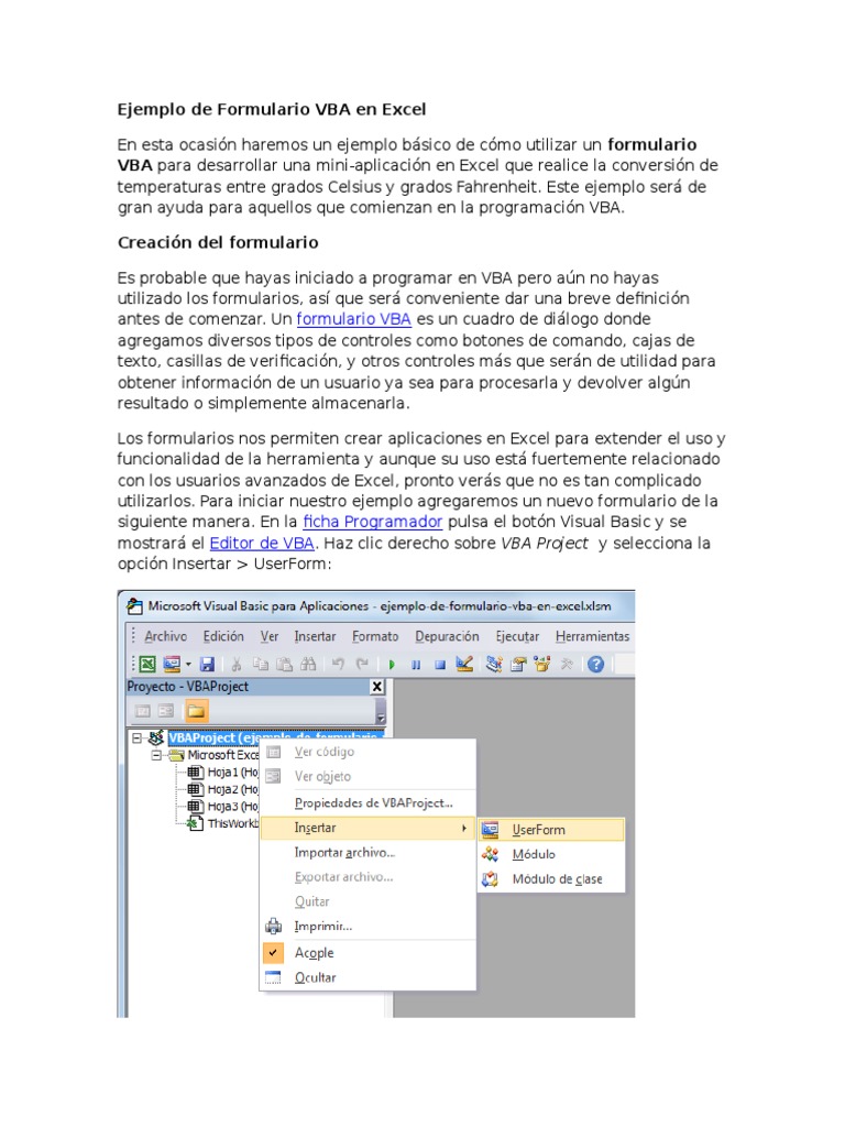 Formulario VBA en Excel | PDF | Microsoft Excel | Ventana (informática)