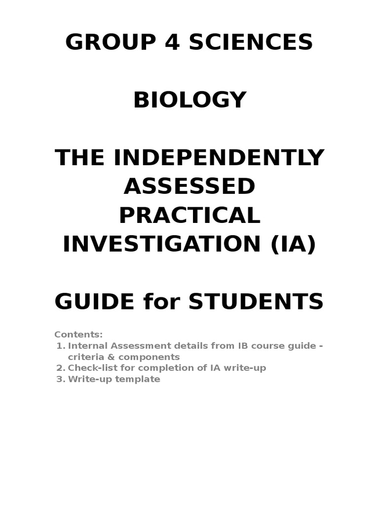 IB Biology IA Guide for Students | PDF | Experiment | Quantitative Research