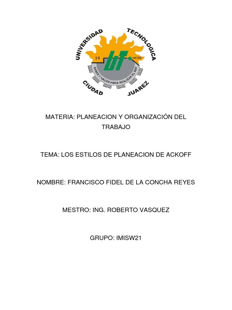 Estilos de Planeacion Ackoff | PDF | Planificación | Science