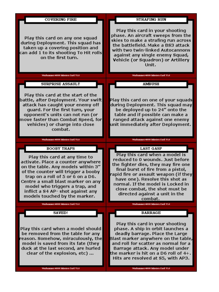 w40k Apocalypse Strategy Cards | PDF | Warfare | Military