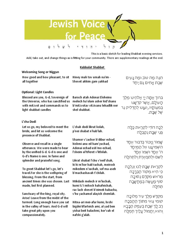 JVP Kabbalat Shabbat | PDF | Religious Rituals | Jewish Behaviour And ...