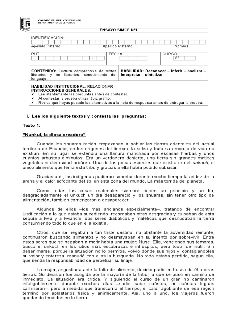 Ensayo Simce 2 Septimo | PDF | Obesidad | Comida chatarra