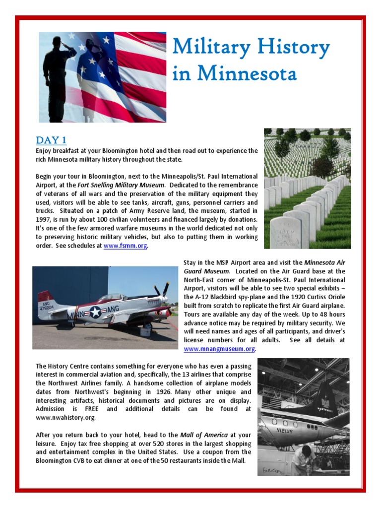 Military History Itinerary | PDF | Museum | Minnesota