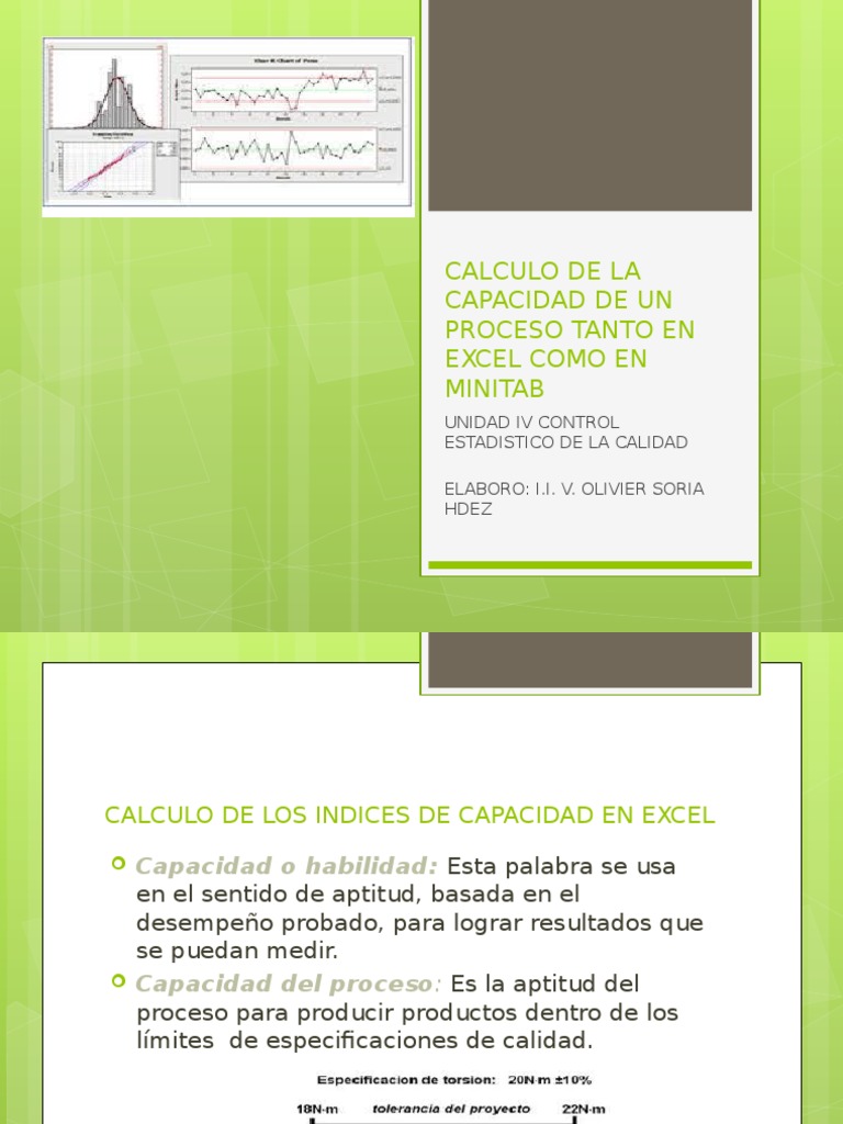 Calculo de La Capacidad de Un Proceso Tanto en Excel Como Minitab | PDF ...
