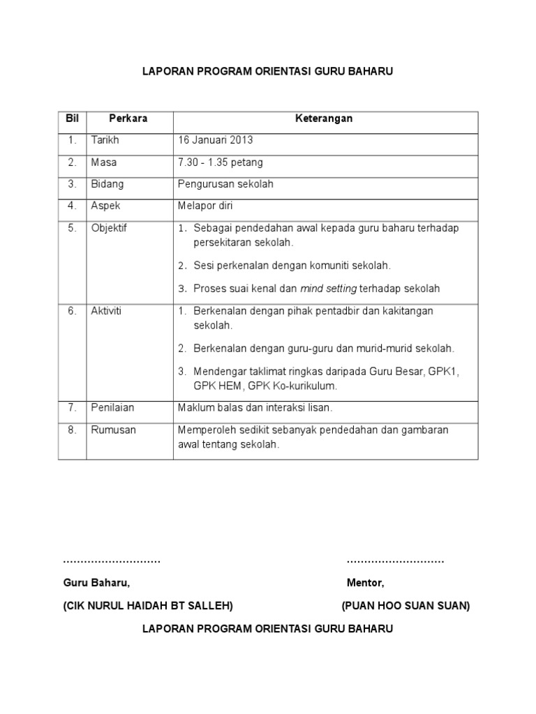 Contoh Laporan PPGB | PDF