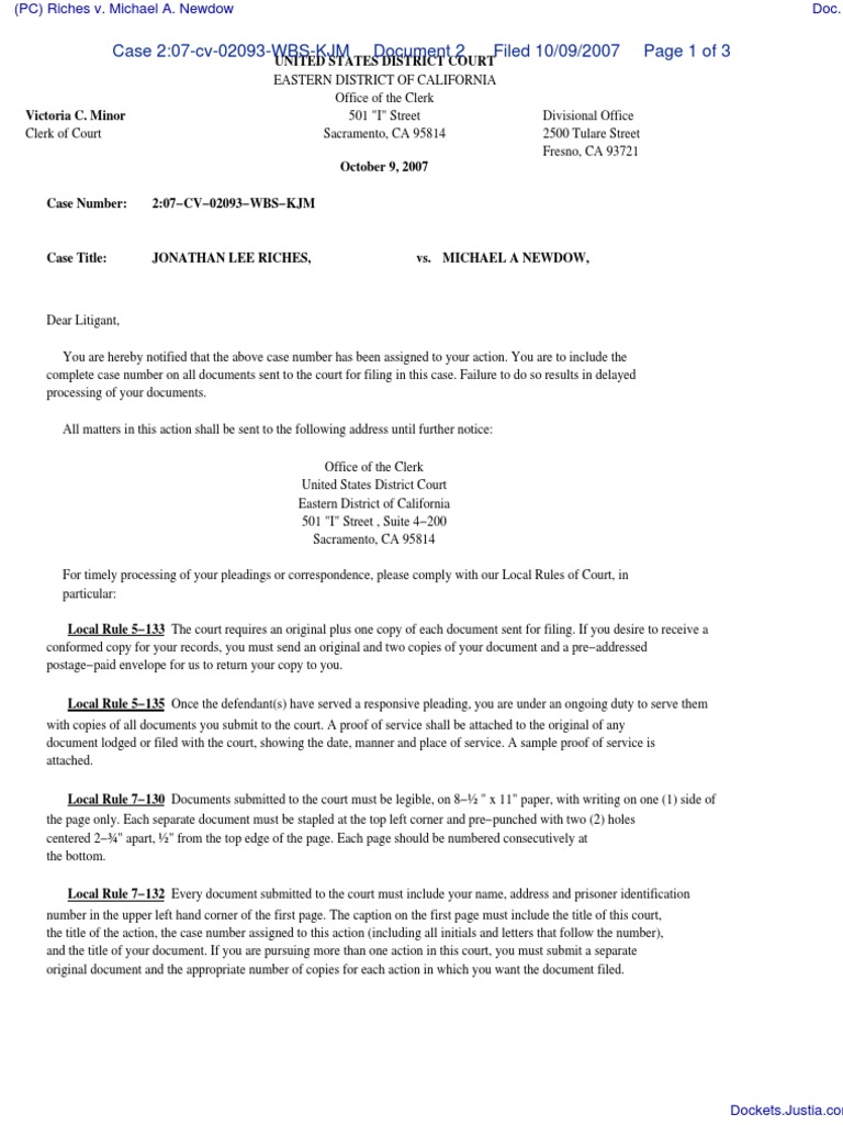 (PC) Riches v. Michael A. Newdow - Document No. 2 | PDF | United States ...
