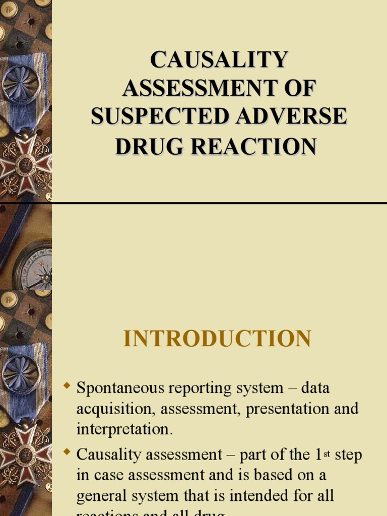 Causality Assessment of Suspected Adverse Drug Reaction | PDF ...