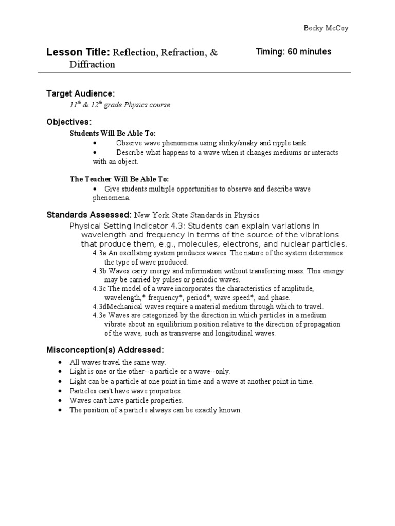2 Reflection Refraction Diffraction Pdf Wavelength Waves