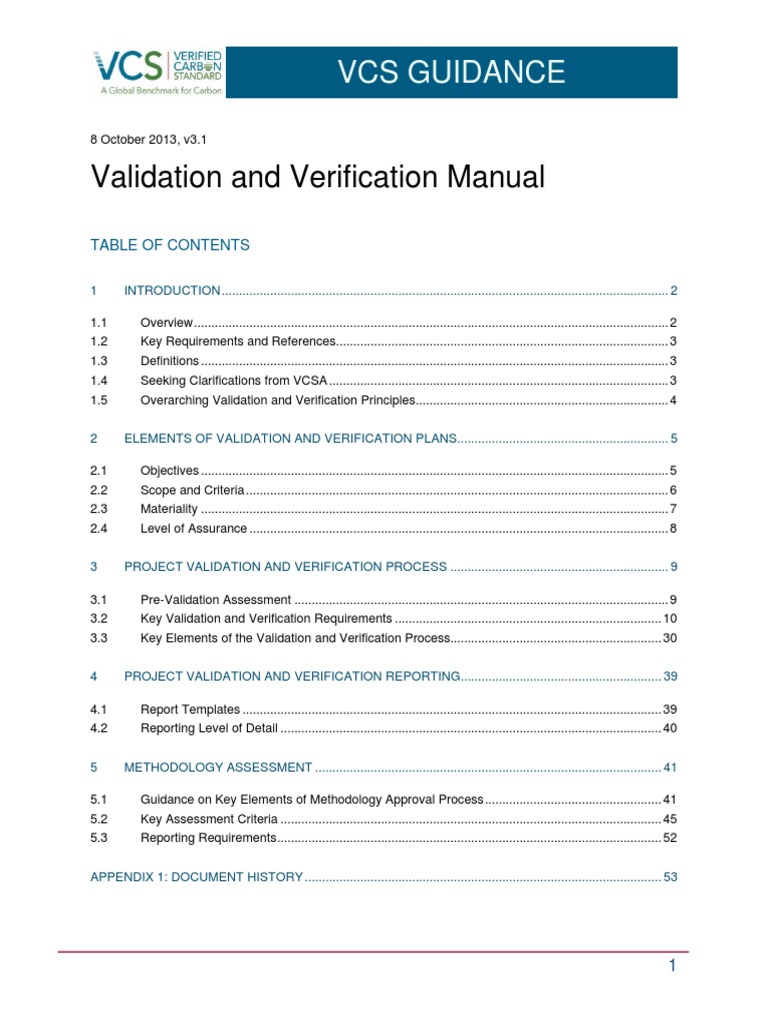VCS Validation Verification Manual, V3.1 - 1 | PDF | Clean Development Mechanism | Verification ...