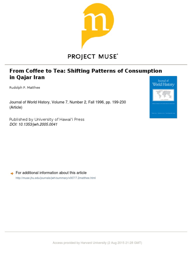 Matthee 1996 Coffee To Tea Shifting Patterns of Consumption in Qajar ...