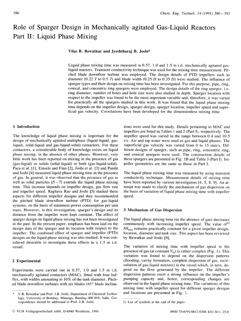 Role of Sparger Design in Mechanically Agitated Gas-liquid Reac | Gases ...